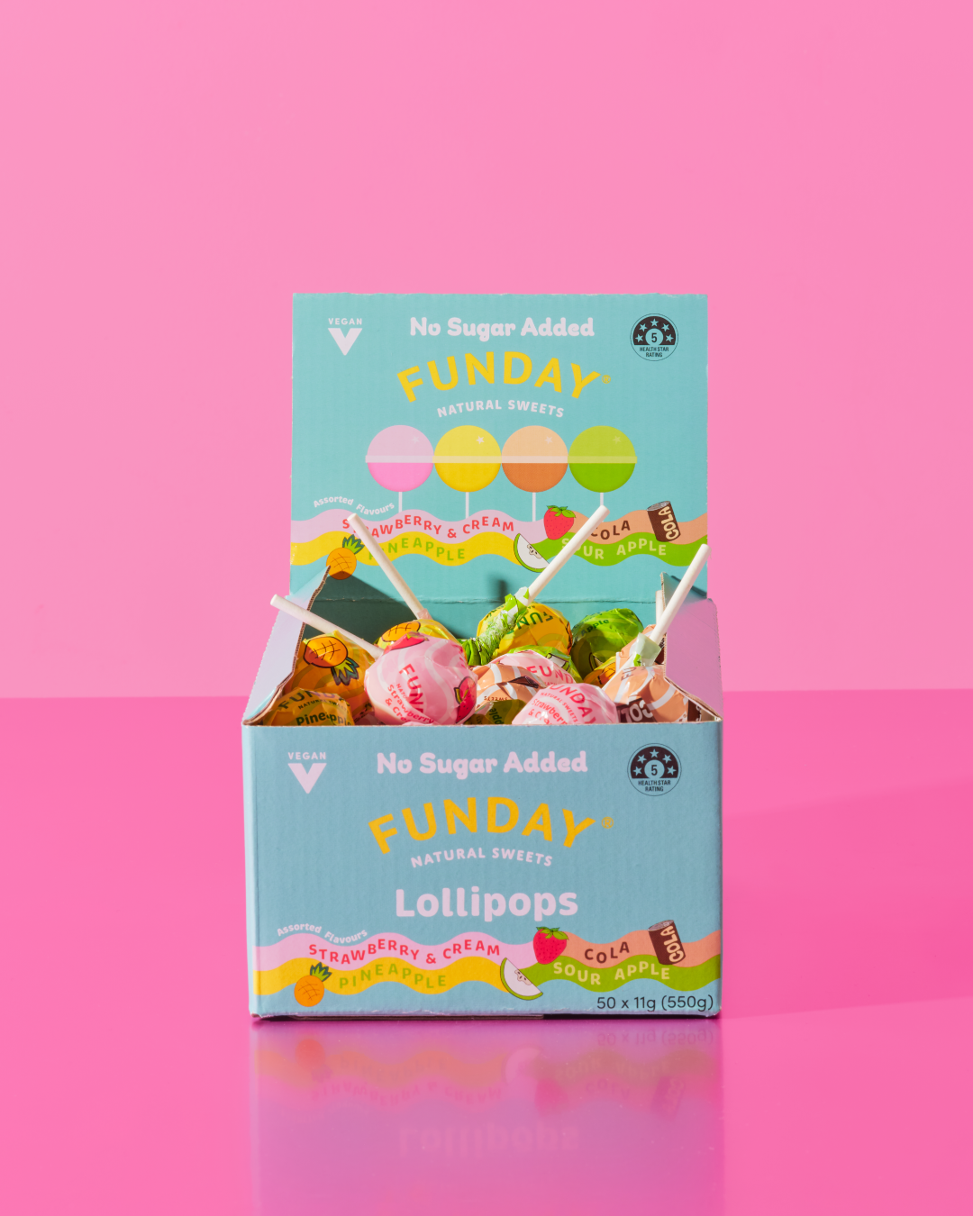 FUNDAY Lollipops 50 Piece Box 550g (50x11g) – FUNDAY Natural Sweets